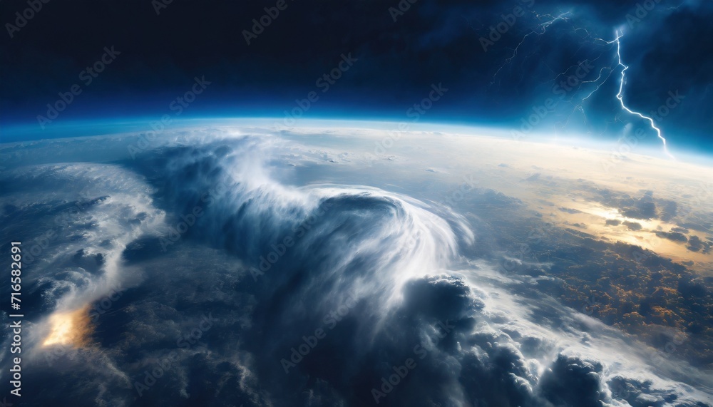 thunderstorms dark sky seen from space high altitude light up the night ...
