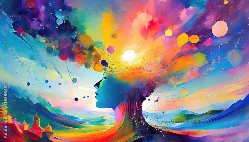 illustration of annual collective mind concept art exploding mind inner ...