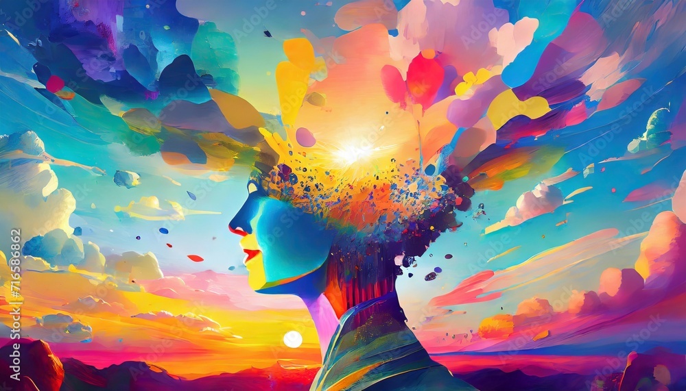 illustration of annual collective mind concept art exploding mind inner ...