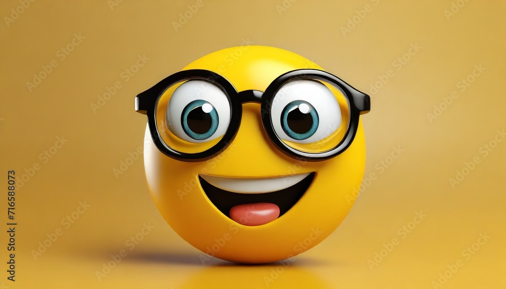 top quality emoticon nerd emoji emoticon with glasses funny yellow face ...