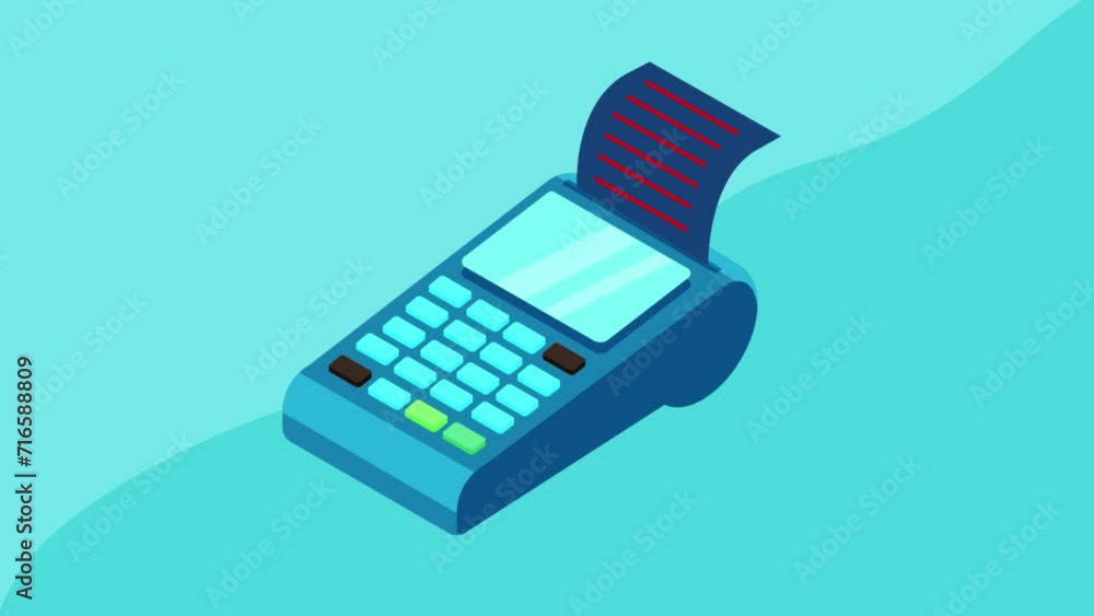 Cool flat animated colorful terminal payment by card with confirmed ...