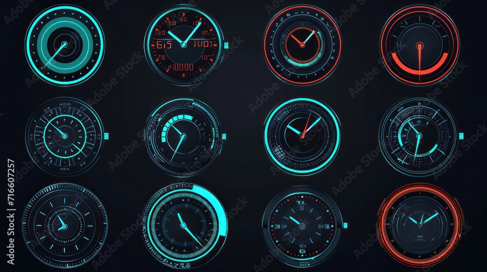 Mechanical Clock Style Smartwatch Faces Bezel Designs. Digital Watch ...