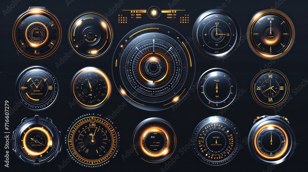 Mechanical Clock Style Smartwatch Faces Bezel Designs. Digital Watch ...