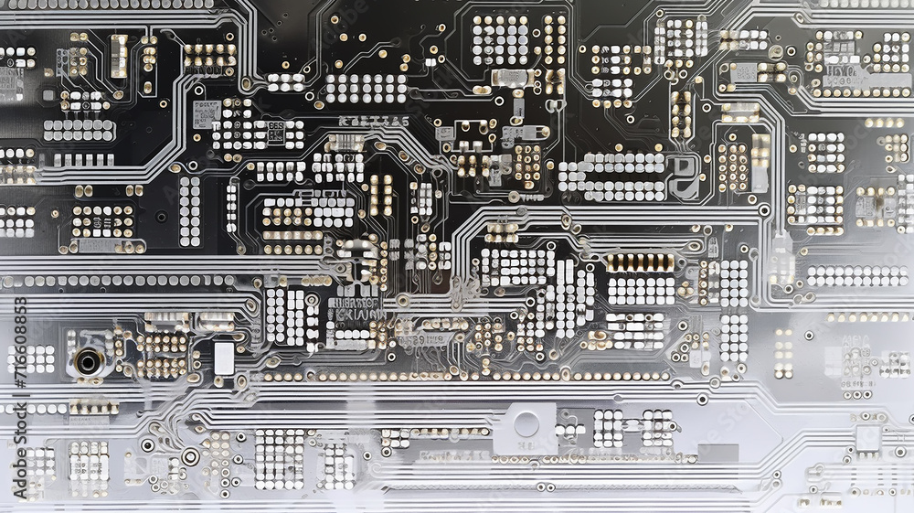 chip circuit board computer chip black and white style, fictional ...