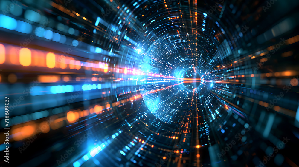 Abstract Background with Futuristic Concept. Illuminated Tunnel of ...