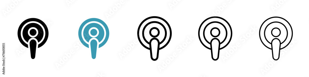 Podcast Vector Icon Set. Transparent pod microphone and line audience ...