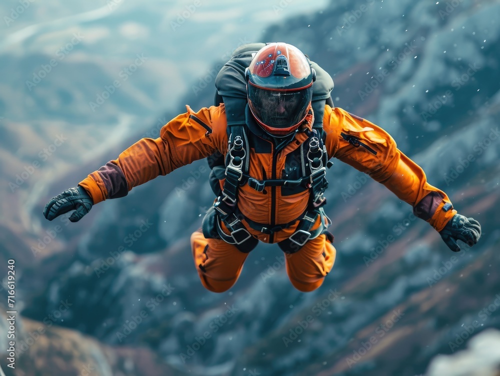 Braving the exhilarating heights, a daring individual dons an orange ...