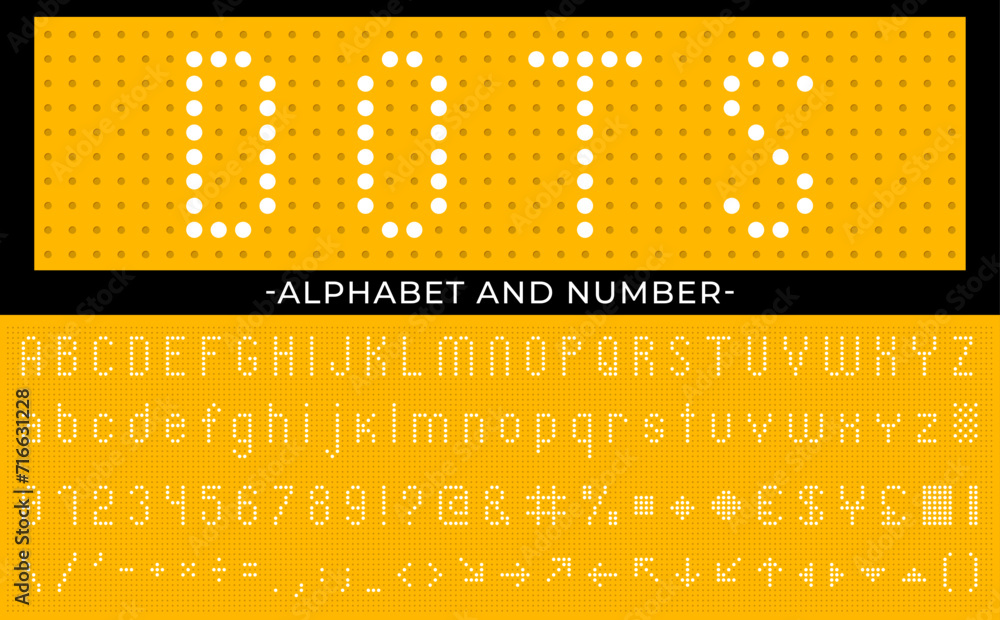 Alphabet made from filled dots or circles. LED dots alphabet or airport ...
