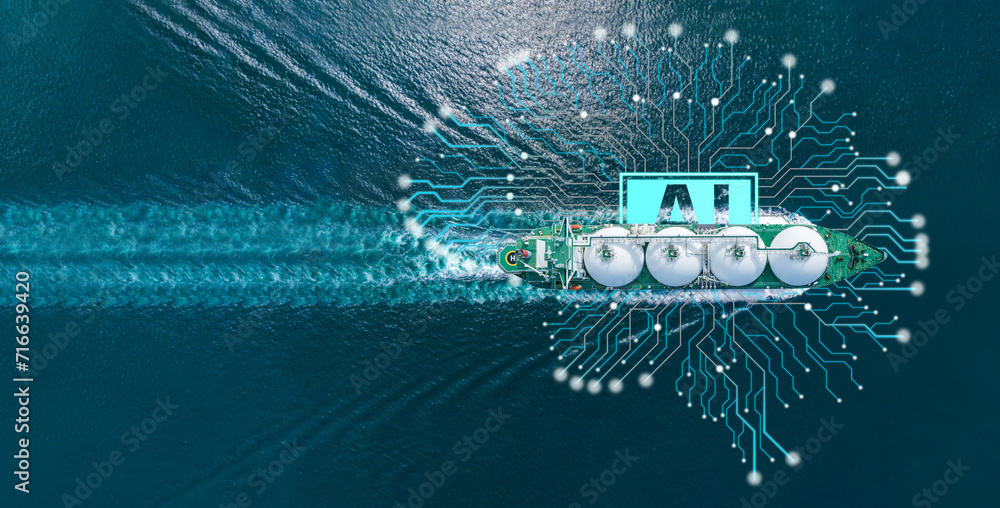 AI Brain Technology LNG Tanker ship (Liquified Natural Gas) with ...