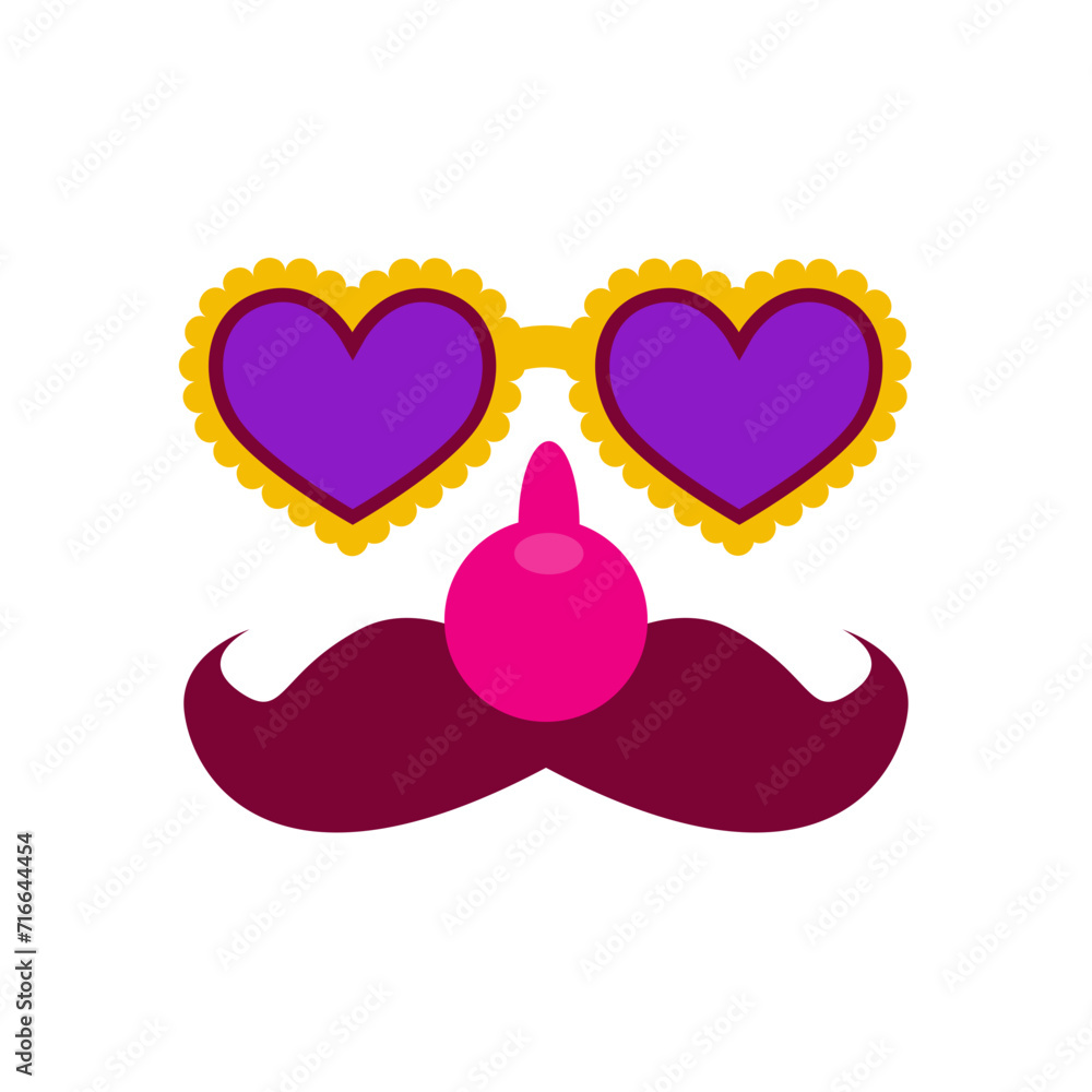Quirky, funny and Groucho nose glasses. Carnival, Purim, festival ...