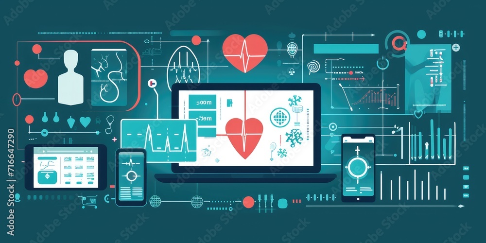 Graphics showing the use of digital devices for monitoring health ...