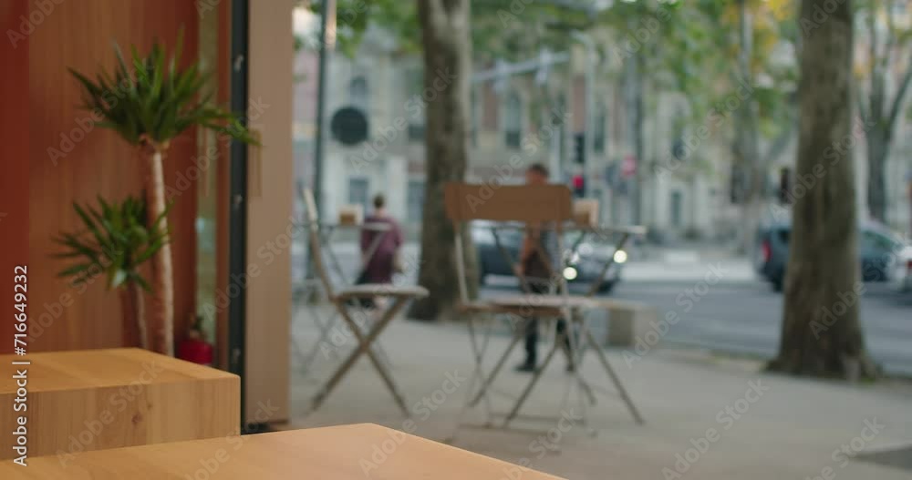 Video „Cafe atmosphere during the day. View from the window of the cafe ...