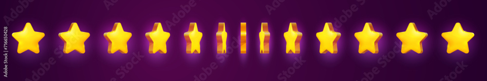 Arcade game star animation sequence, cartoon reward sprite rotate ...