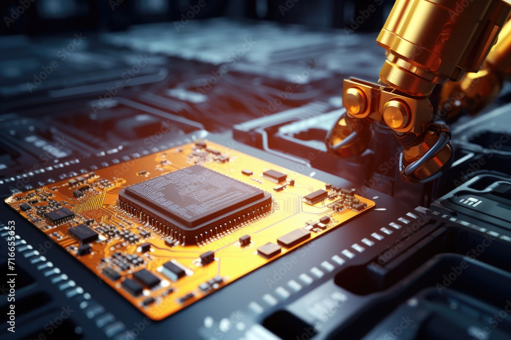 Automated Robot Arm Assembling Processor On Circuit Board Ai Automated 2449