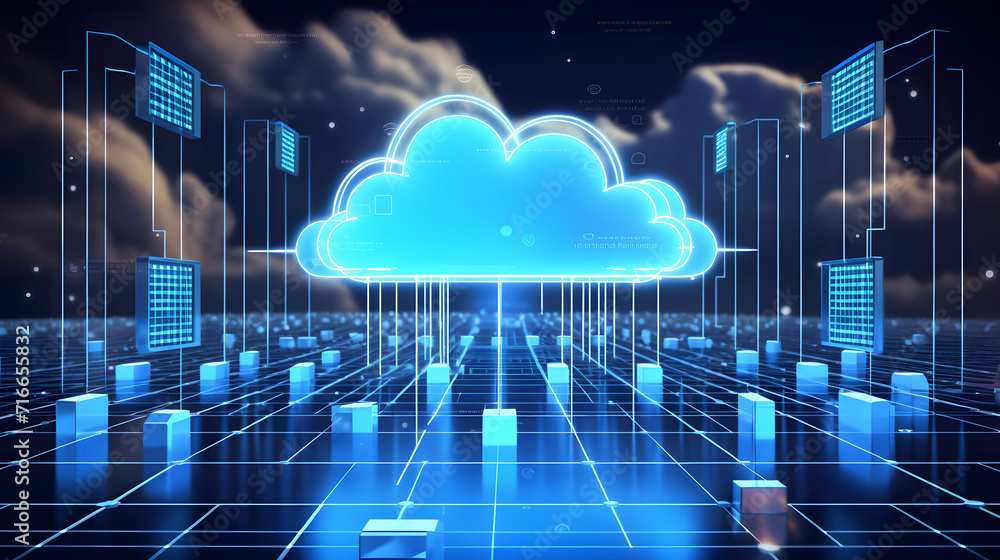 Cloud computing concept background. Digital data processing in the ...