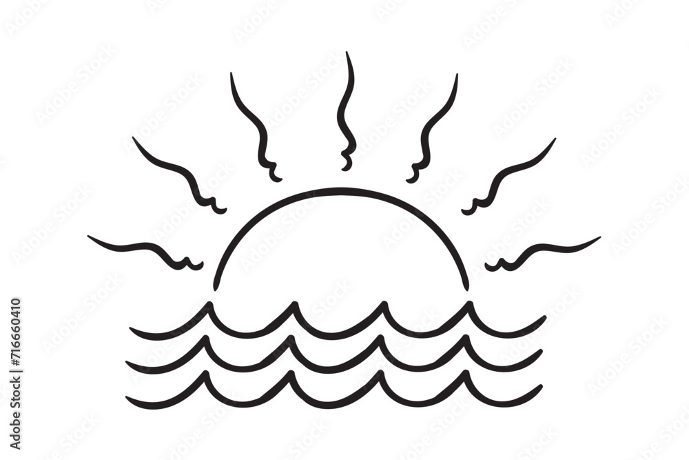 Vetor de Sunshine and Sea Waves SVG, Sunshine SVG, Ocean SVG, Sun and ...