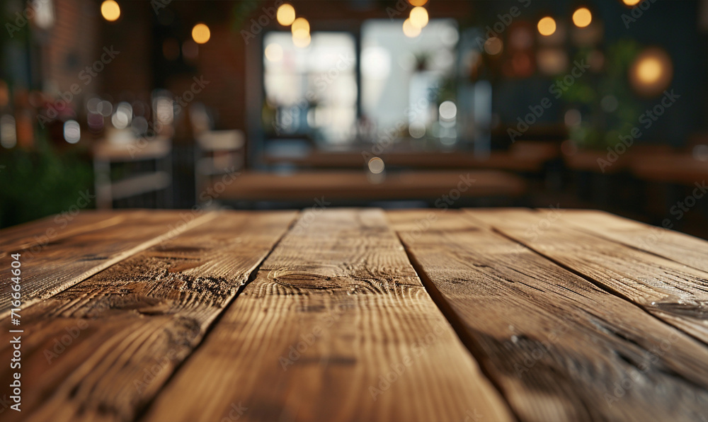 Wooden tabletop perspective for product placement or montage with focus ...