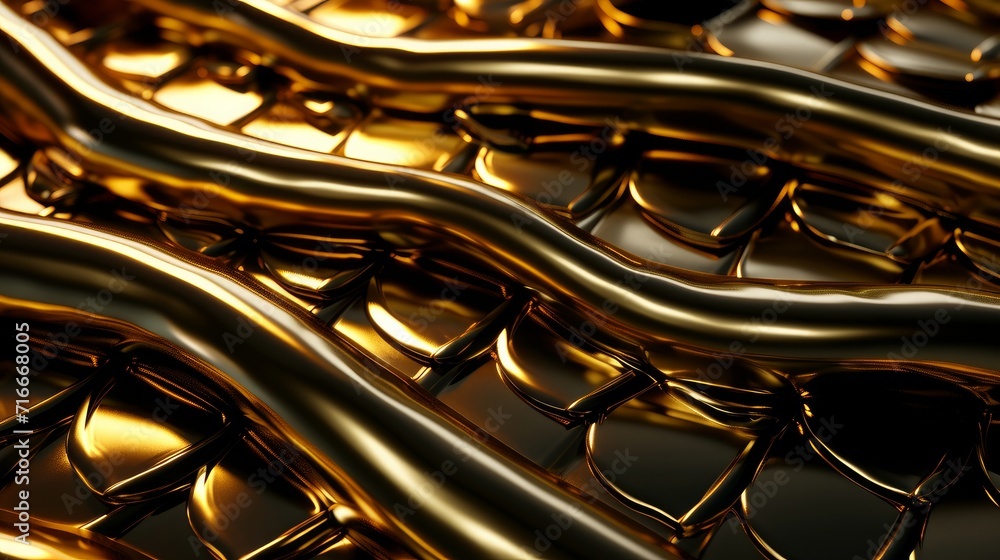 looping 3d animation, abstract background with gold snake loops, shiny ...