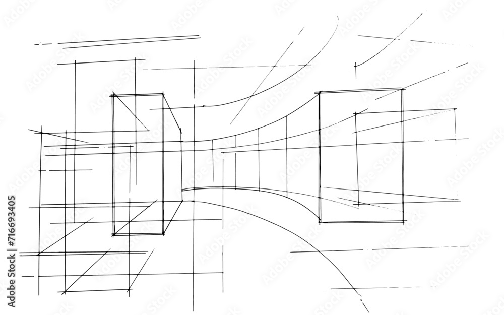 Drawing exterior and interior architectural lines. , Graphic assembly ...