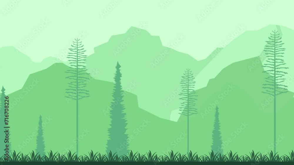 Animated forest background with camera moving looping, Animation of a ...