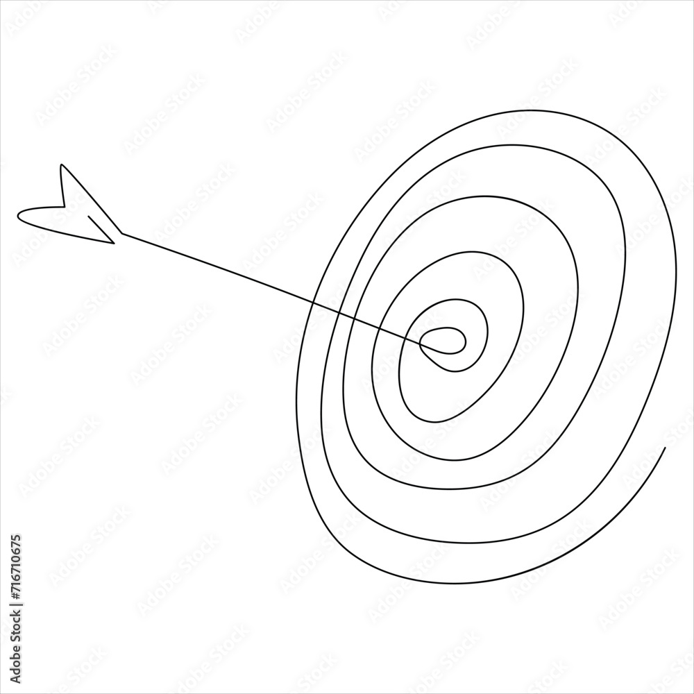Continuous one line drawing of arrow shoted on the target arrow line ...
