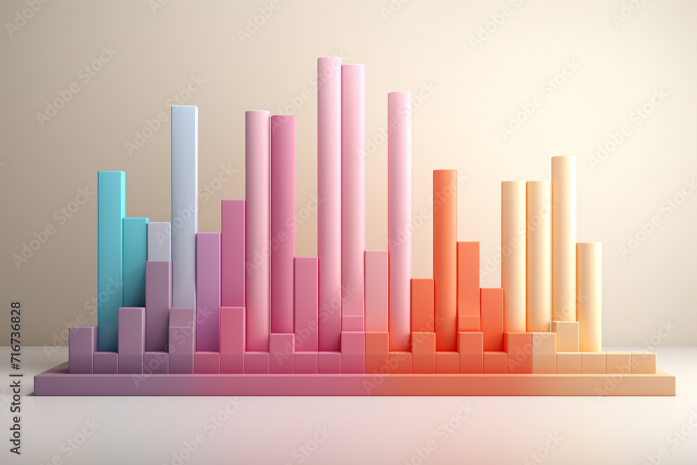 A minimalist bar chart illustration showcasing bars of varying lengths ...
