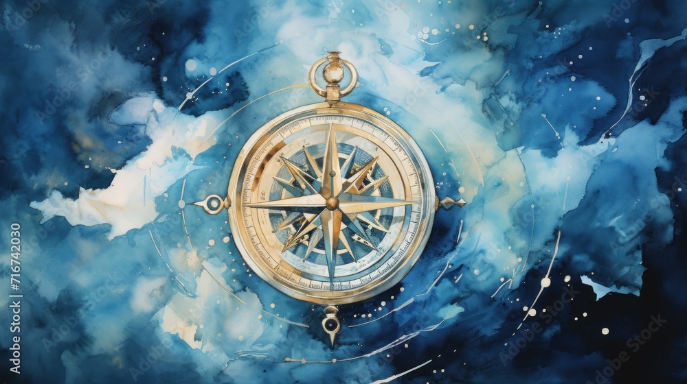 compass rose and compass watercolor Stock Illustration | Adobe Stock