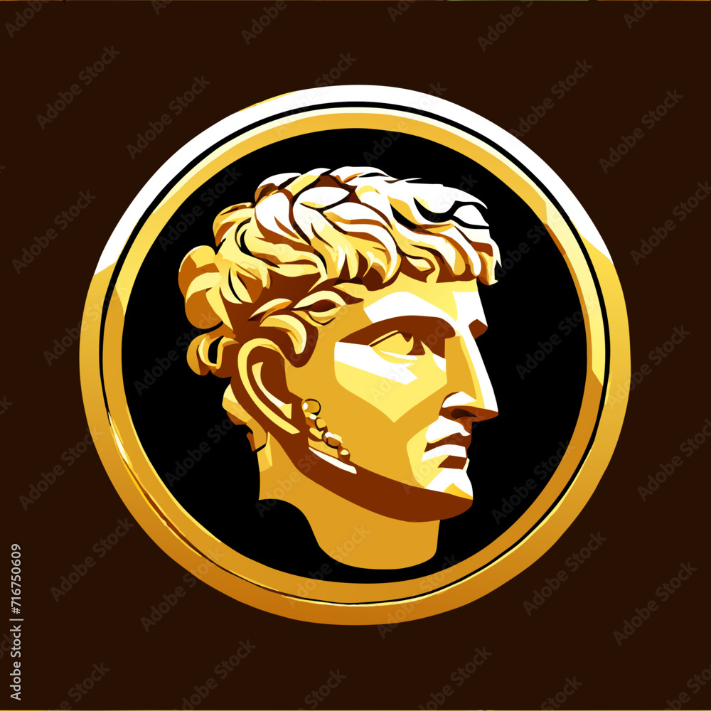 Vector illustration of the head of the ancient Greek god David in a ...