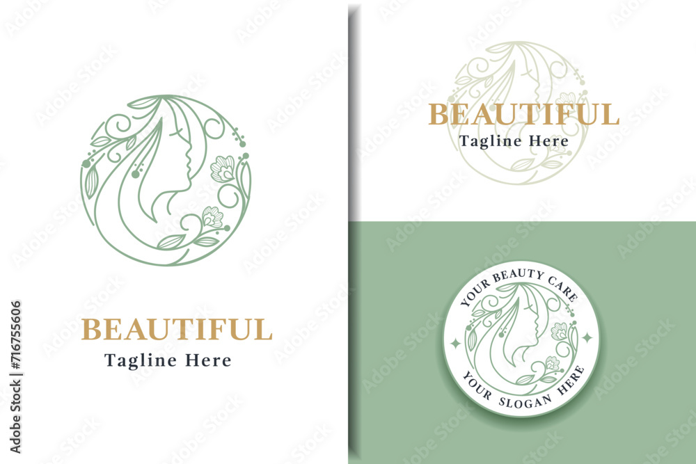 natural beauty Woman face logo icon vector design illustration with ...