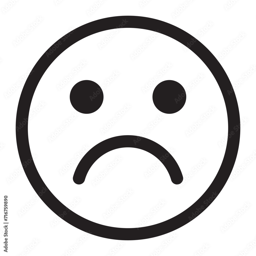 Sad face emoticons . Sad Face line emoji. emoji line art vector icons ...