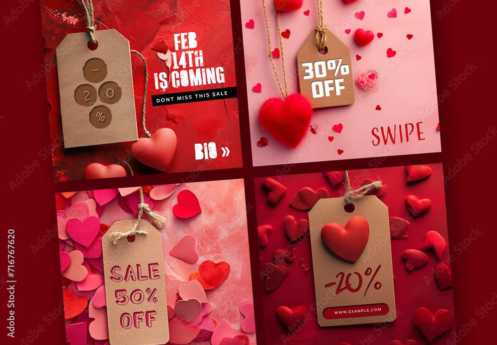 Romantic Social Media Layouts With Valentines Price Tag Design and ...