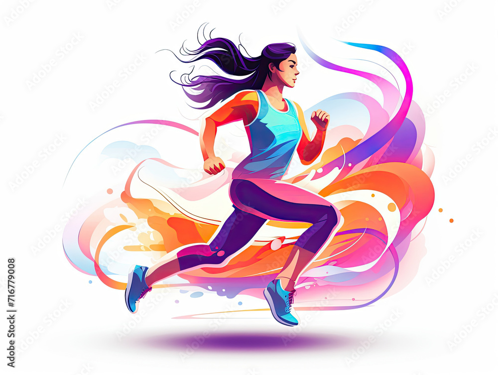 Running female athlete in sportswear. Energetic young woman. Marathon ...