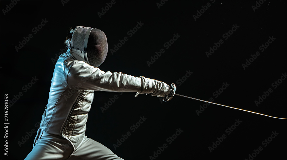Dynamic Fencer Lunging in Competitive Stance Stock Photo | Adobe Stock