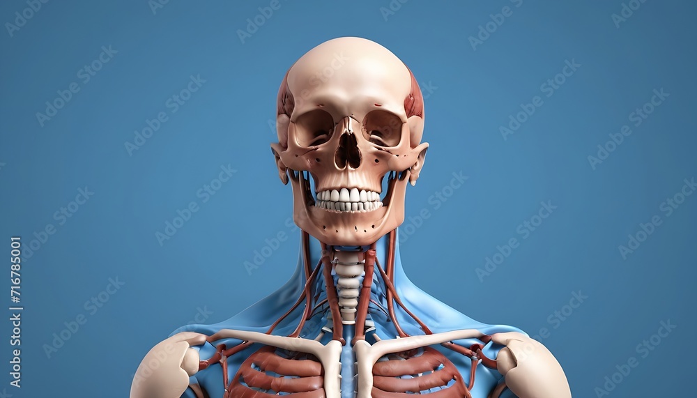 3d rendered illustration of a human anatomy on blue background with ...
