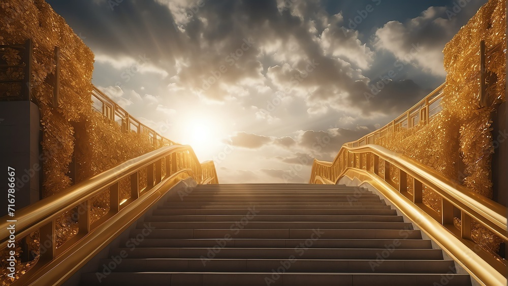 Glorious golden stairway to heaven, gates of heaven, symbol of ...