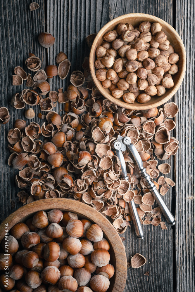 Food photography capturing the rustic charm of an old wooden table with ...