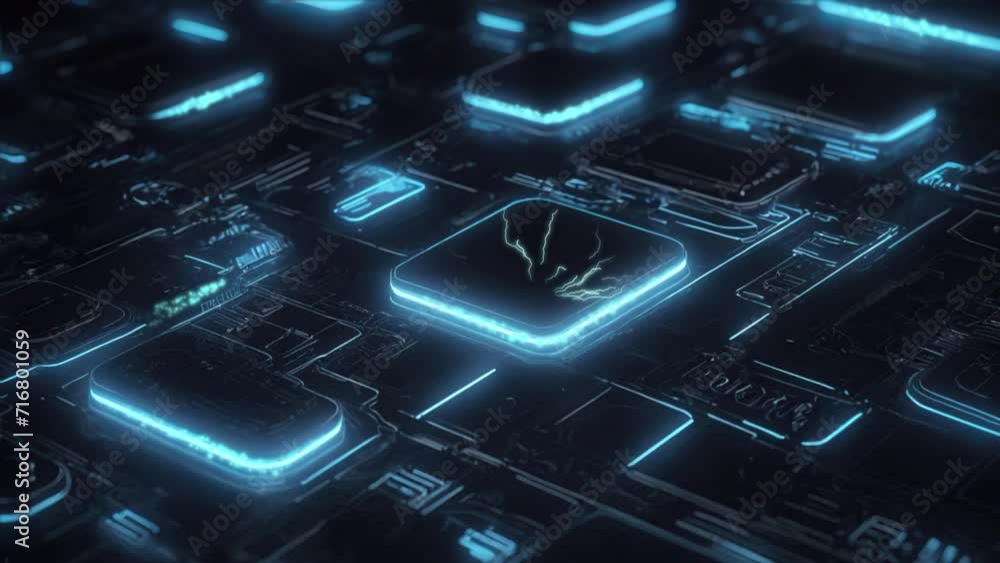 Concept animation shows the process of turning on the CPU in the ...