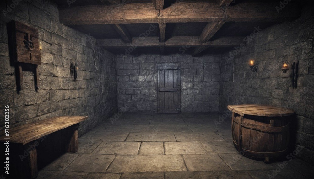 Underground old medieval dungeon jail cells, fantasy setting, dark and ...