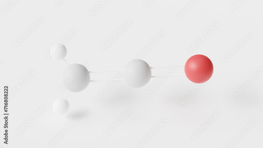 ethenone molecule 3d, molecular structure, ball and stick model ...