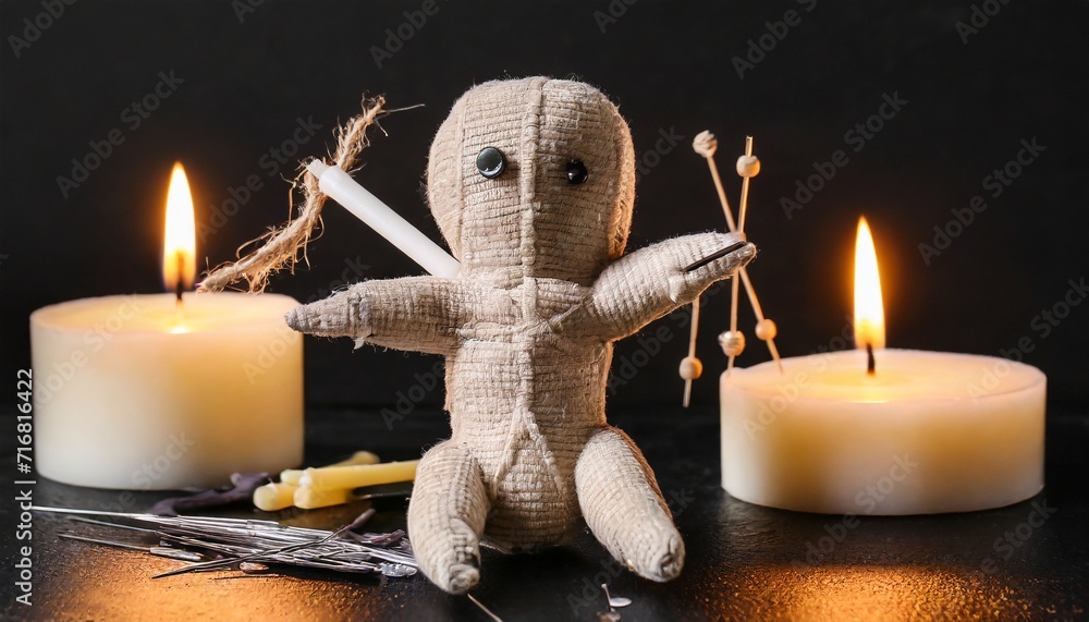 Voodoo doll cult religious rituals, candles. Occultism, esoteric ...