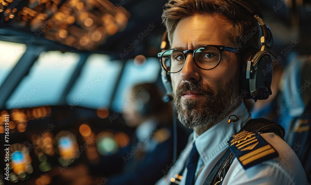 Pilot team conducting a pre-flight in the cockpit. Stock Photo | Adobe ...