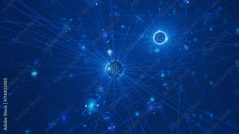 Flying through Complex AI Network with Large amount of Connected Nodes and Parameters. Concept ...