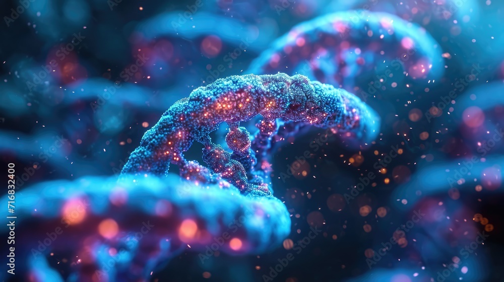 Spiral dna molecule rotating. Genetic code analysis. Helix acid gene ...