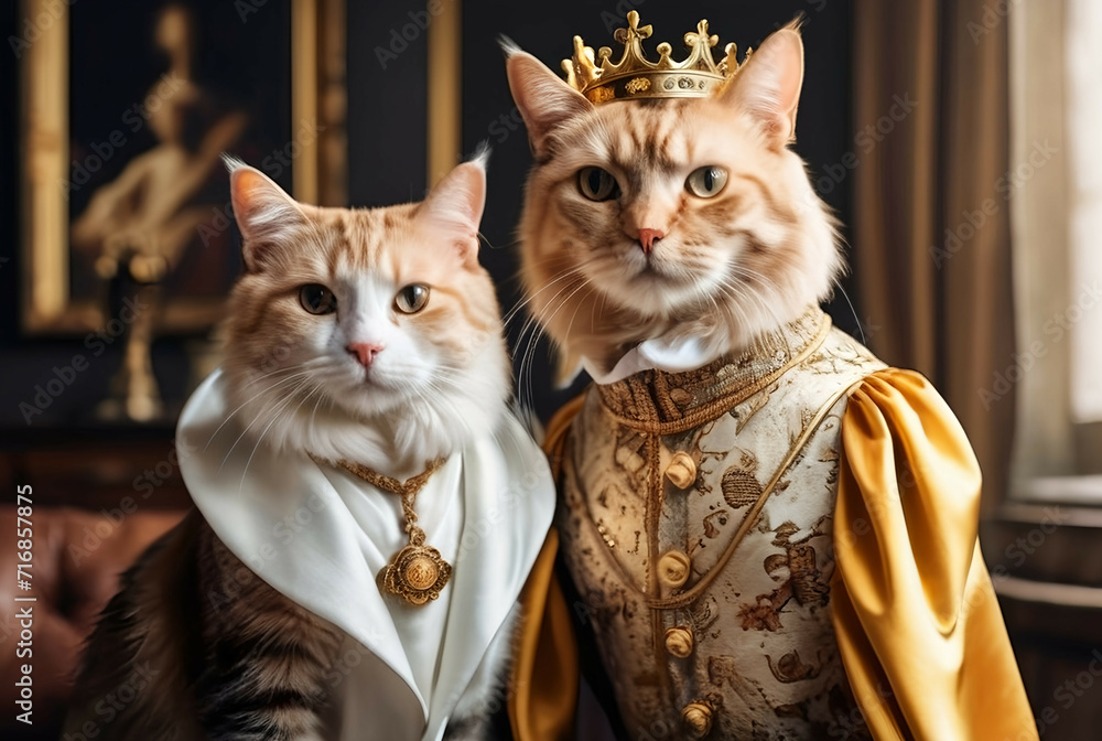 Portrait of the Cat princess, queen clothes , King crown Imperial Roman ...