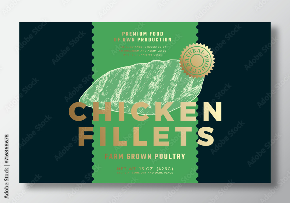 Farm Grown Chicken Fillets Abstract Vector Packaging Label Design ...