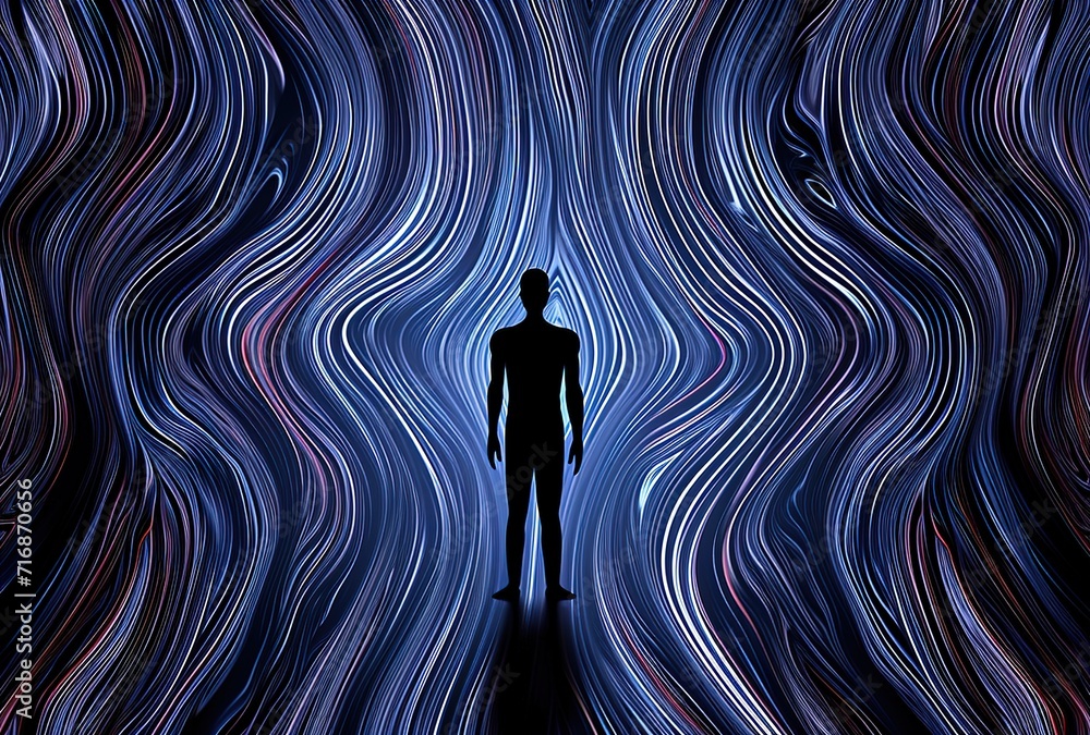 Healthcare, human body hologram with full body scan, bones, organs ...