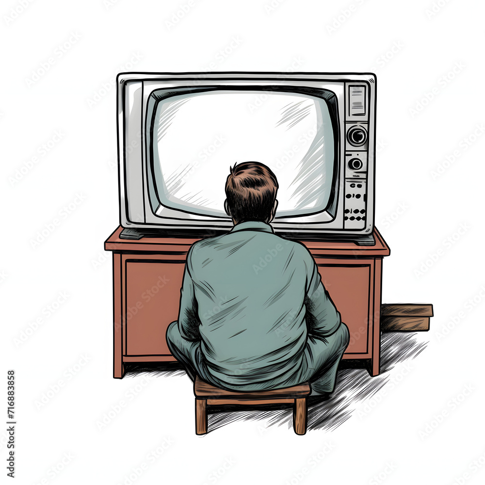 Person binge-watching tv late into the night isolated on white ... Person binge-watching tv late into the night isolated on white ...