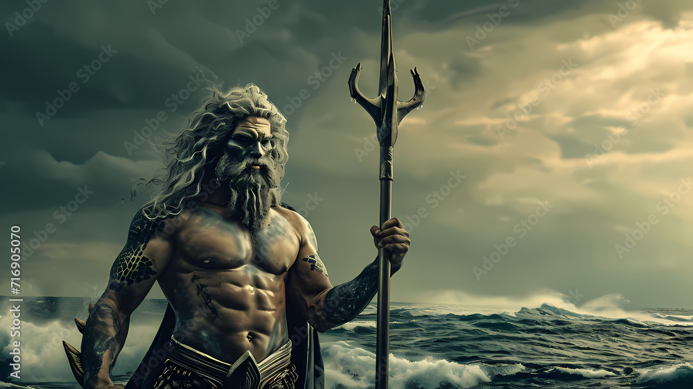 Poseidon. Greek God of the Sea and Earthquakes Stock Illustration ...