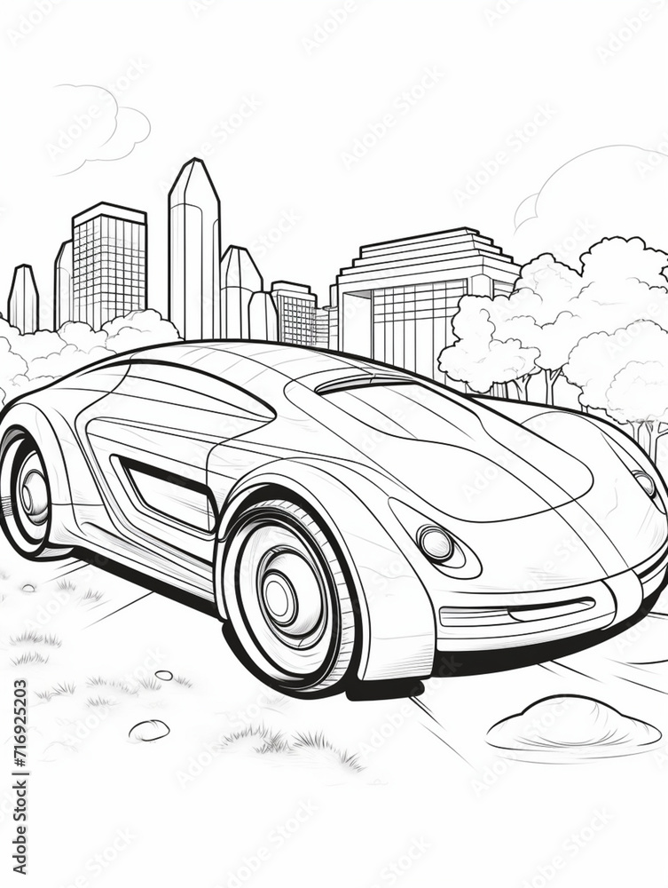 car of the future, coloring page for kids, coloring page, black and ...