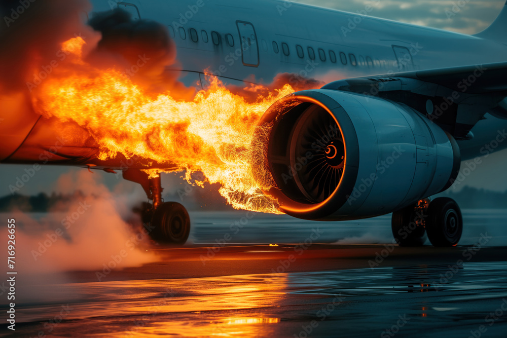 Emergency landing was made by an airplane with a damaged engine that ...